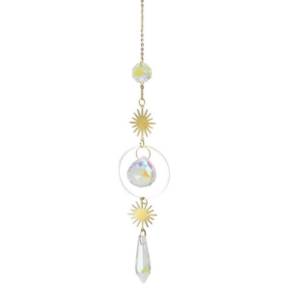Accents | Sun Celestial Boho Crystal Suncatcher Hanging Gold Light ...